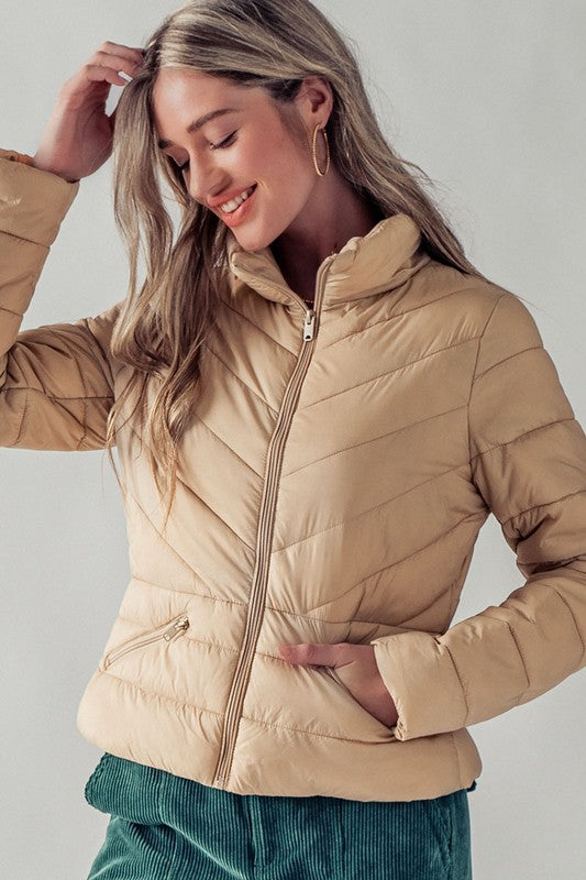 Chevron Stripe Quilted Jacket – She's Smitten