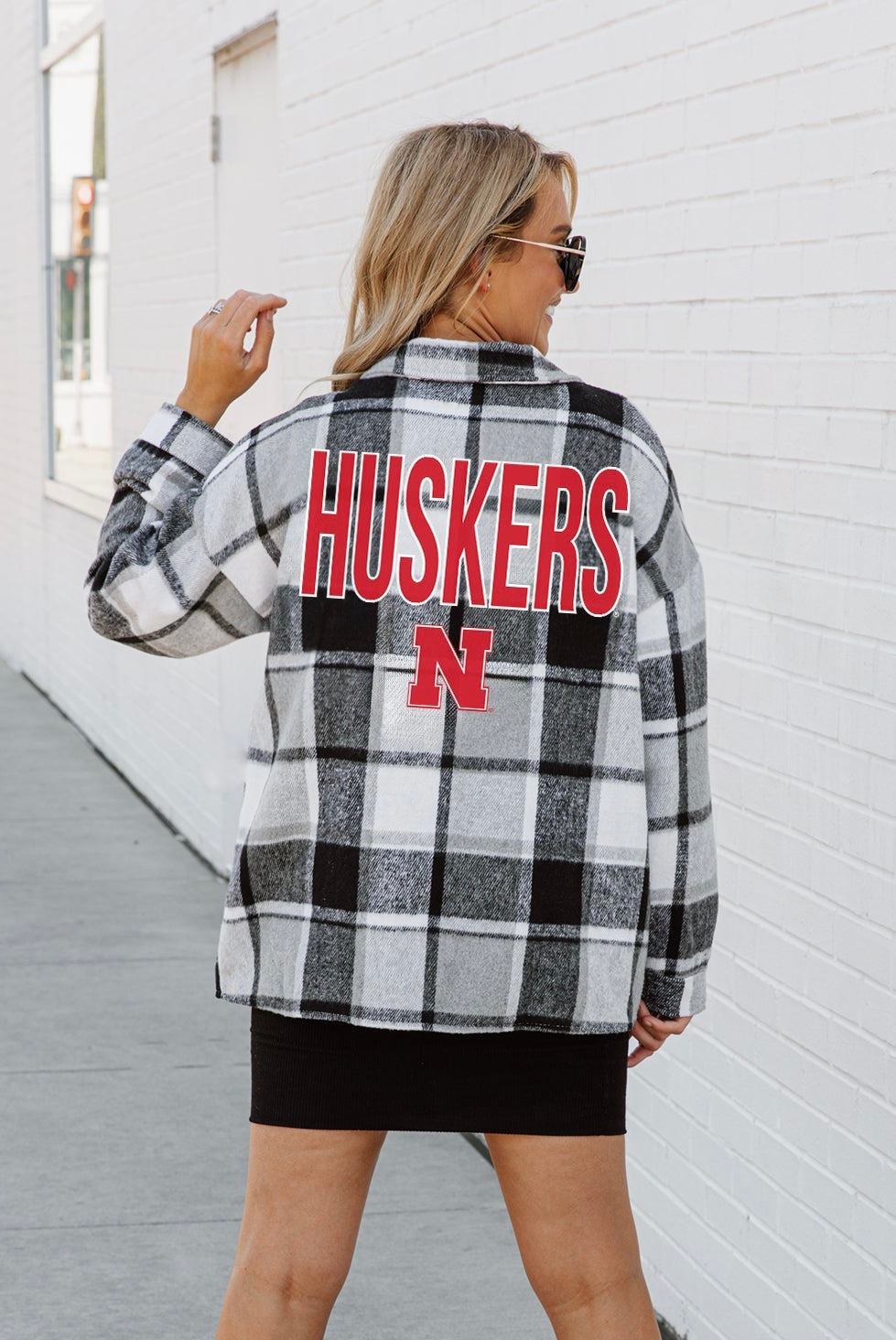 Huskers Plaid Shacket – She's Smitten