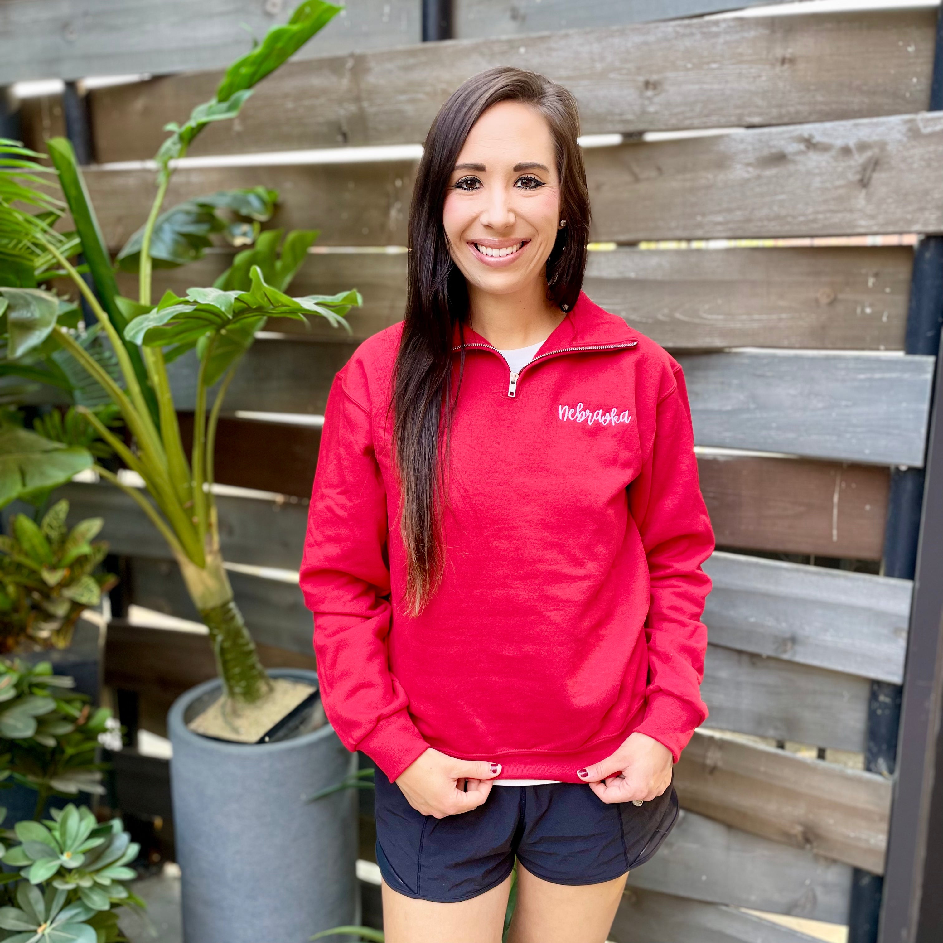 Nebraska Spirit Quarter Zip – She's Smitten