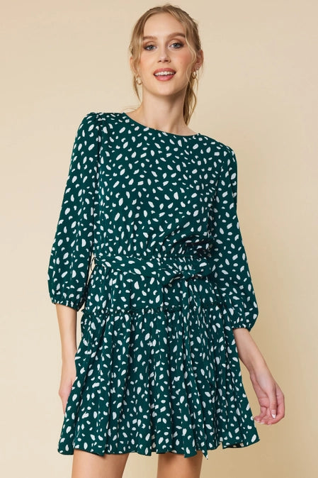 Spotted Evergreen Dress – She's Smitten
