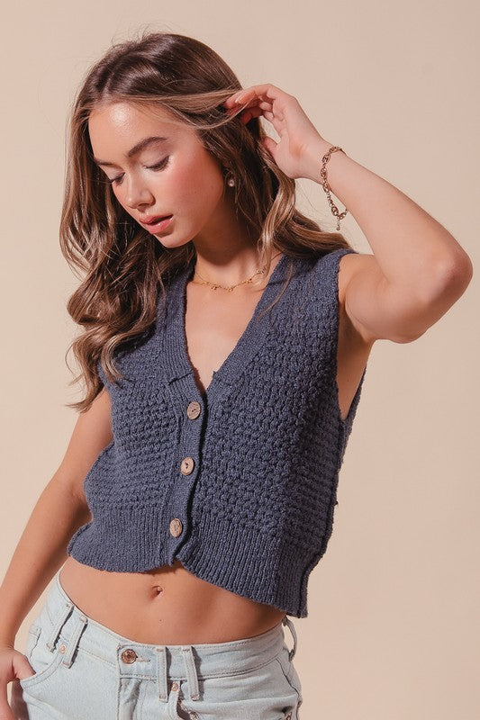 Kayla Knit Button Down Vest – She's Smitten
